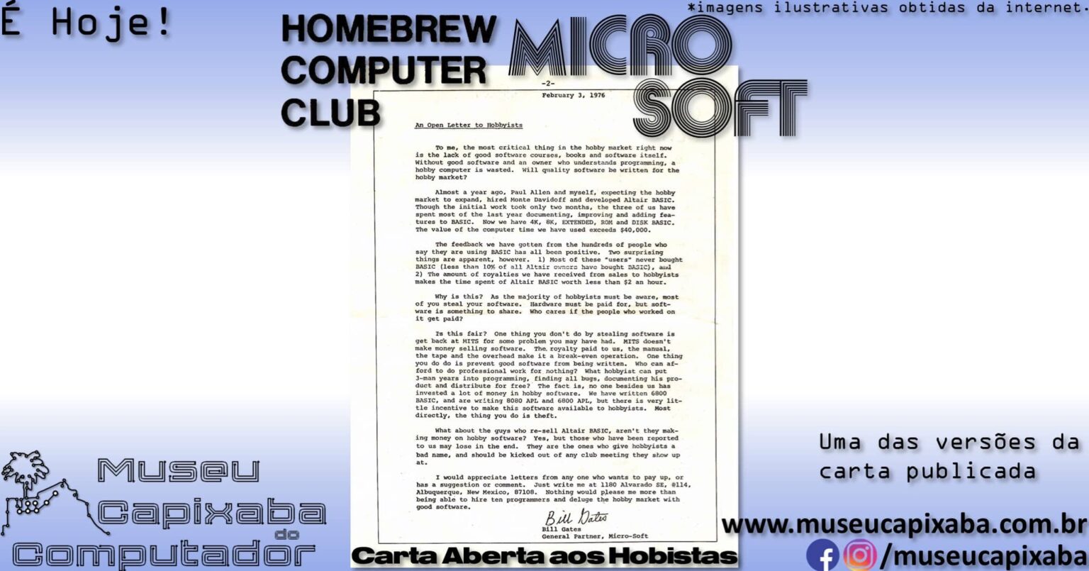 Bill Gates escrevia a carta aberta aos hobistas de 1975 – MCC - Museu ...