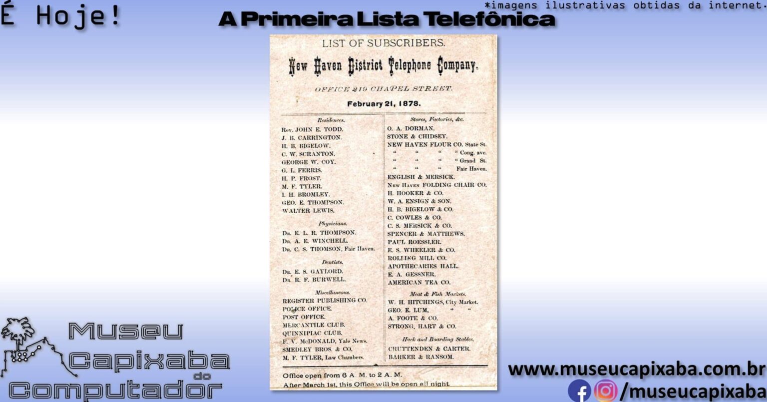 A primeira lista telefônica da história de 1878 – MCC - Museu Capixaba ...