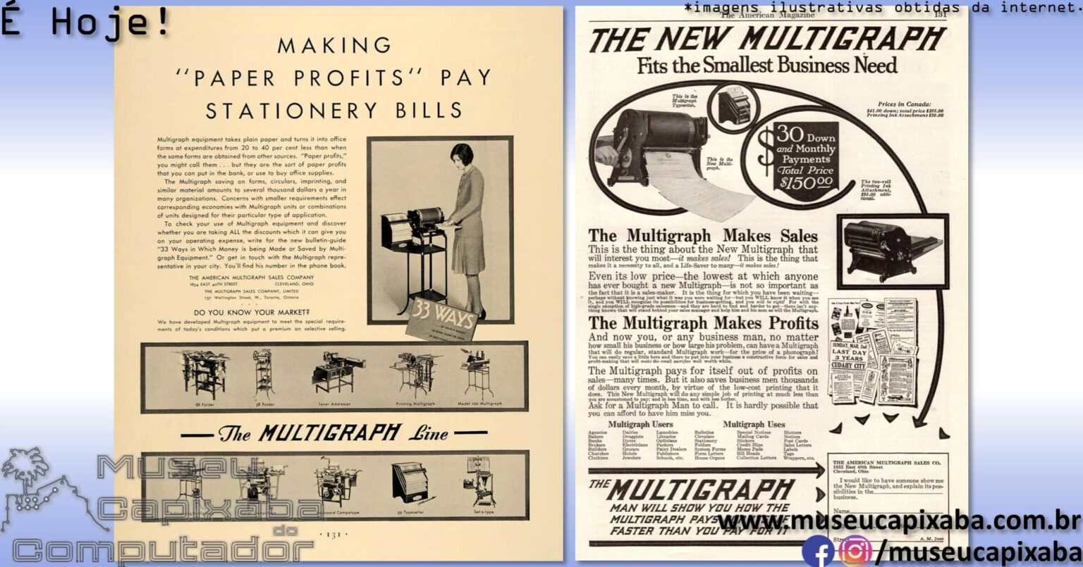 A patente da máquina de duplicar textos Multigraph de 1903 – MCC ...