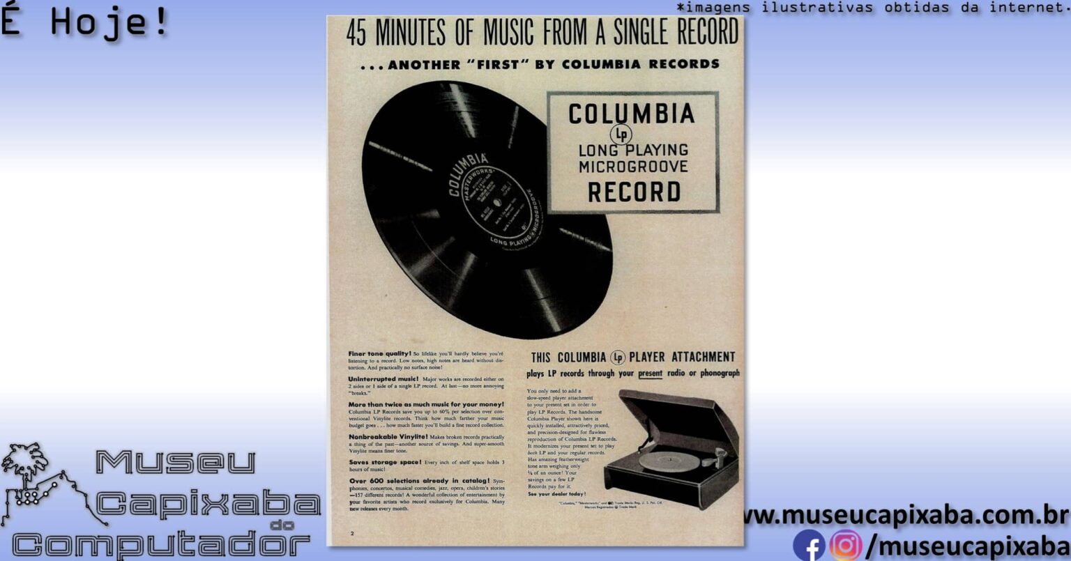 O disco vinil Long-Play LP de 1948 – MCC - Museu Capixaba do Computador