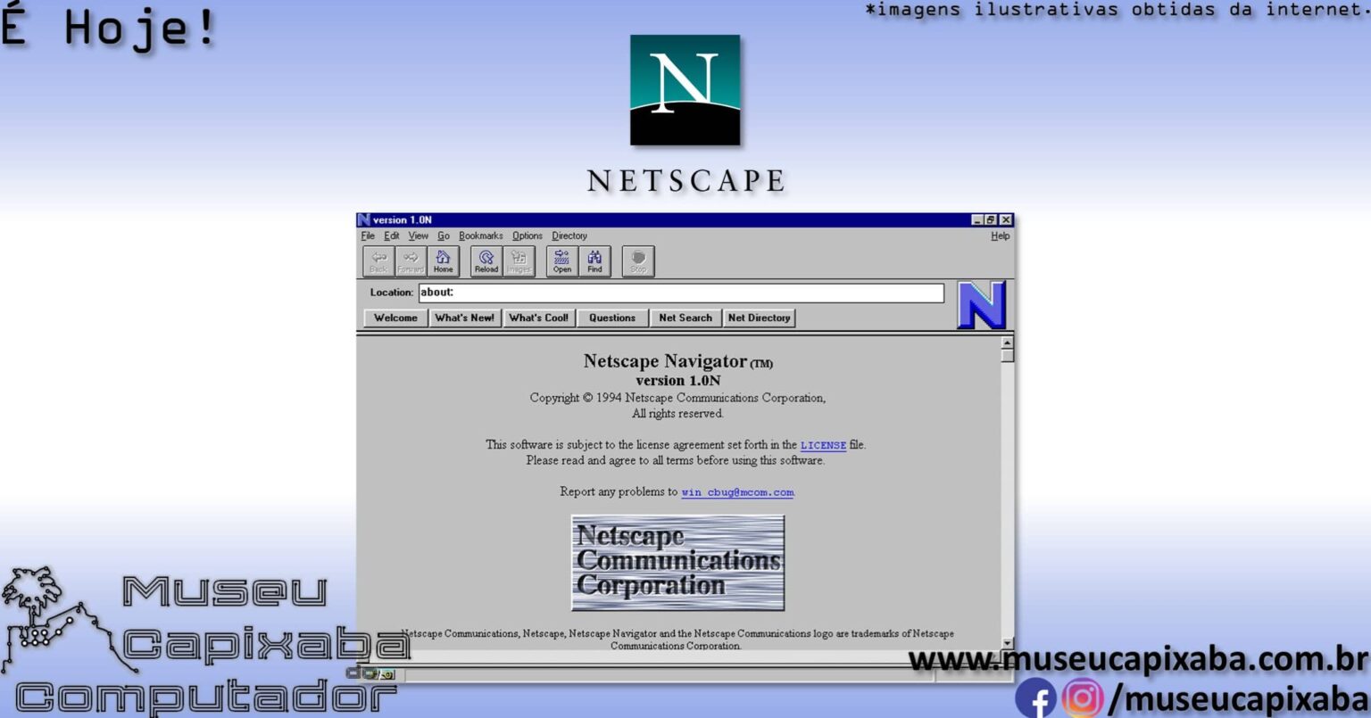 O navegador web Netscape Navigator de 1994 – MCC - Museu Capixaba do ...